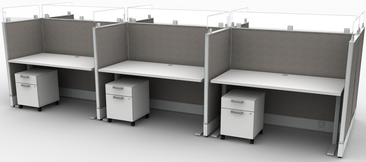AIS Divi Cubicles: 6 White Workstation Typical with Glass Dividers Mob ...