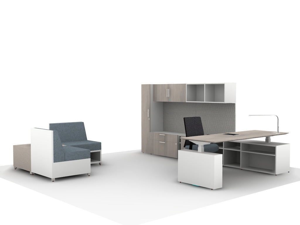 AIS Calibrate Casegood Small Private Office w/ Height-Adjustable Desk ...